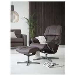 Relaxsessel stressless "Reno" Sessel Gr. Leder PALOMA, Cross Base Braun-S, Relaxfunktion-Drehfunktion-PlusTMSystem-Gleitsystem-BalanceAdaptTM, B/H/T: 79cm x 99cm x 75cm, braun (chocolate paloma) mit Cross Base, Größe S, M & L, Holzakzent Braun