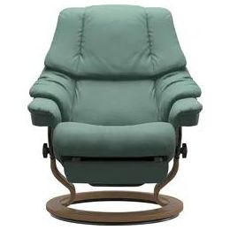 Relaxsessel stressless "Reno" Sessel Gr. Leder PALOMA, PowerTM Leg & Back-Classic Base Eiche-M, B/H/T: 79cm x 98cm x 78cm, grün (aqua green paloma) elektrisch verstellbar, optional 2-motorisch, Größe M & L