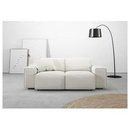 2-Sitzer Andas "Glimminge auch in Breitcord + Feincord Easy care-Bezug" Sofas Gr. B/H/T: 194cm x 71cm x 101cm, Bouclé, weiß besondere Kedernähte,, Zierkissen