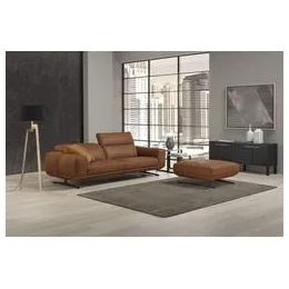 2,5-Sitzer Egoitaliano "Gloria, super bequem und hochwertige Verarbeitung, edles Design" Sofas Gr. B/H/T: 236 cm x 96 cm x 109 cm, Luxus-Microfaser Lederoptik, braun (cognac) beidseitig verstellbare Rückenelemente, mit Metallfüßen