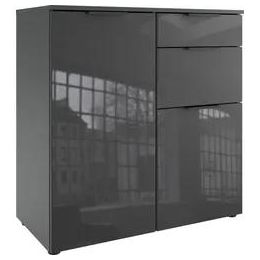 Kombikommode wimex "Level36 black C by fresh to go" Sideboards Gr. B/H/T: 81cm x 84cm x 41cm, 2 St., grau (graphit/ glas grey) mit Glaselementen auf der Front, soft-close Funktion, 81cm breit