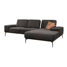 Ecksofa W.Schillig "run" Sofas Gr. B/H/T: 279 cm x 88 cm x 178 cm, Longlife Xtra-Leder Z73, Recamiere rechts, mit Sitztiefenverstellung, braun (mocca z73) mit Holzsockel, Füße in Schwarz pulverbeschichtet, Breite 279 cm