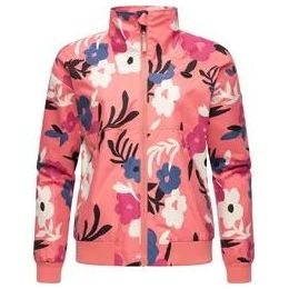 Outdoorjacke Ragwear "Goona Print" Gr. L (40), orange (koralle) Damen Jacken Oversize Übergangsjacke mit modischem Allover-Print