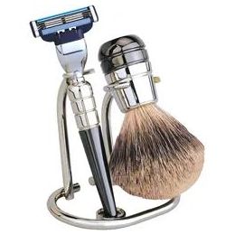 ERBE® Rasierset ERBE Rasiersets silberfarben (titansilberfarben, chromfarben) Dachshaar, ChromTitan, Gillette Mach3-Klinge