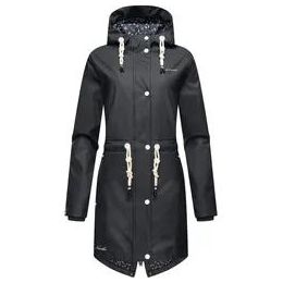 Regenjacke Navahoo "Flower of Ocean" Gr. XS (34), blau (navy) Damen Jacken modischer Outdoor Regenmantel