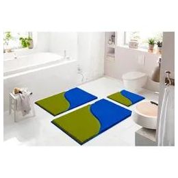 Badematte Grund Badematten Gr. rechteckig (60cm x 100cm),, blau (blau, grün)