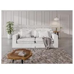 4-Sitzer Home Affaire "ALISSAS mit vielen Kissen, Biesen an den Kissen" Sofas Gr. B/H/T: 240cm x 94cm x 146cm, Samtvelours, beige (creme) Hussenoptik, mit kleinen Taschen an der Seite zum Verstauen