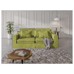 4-Sitzer Home Affaire "ALISSAS mit vielen Kissen, Biesen an den Kissen" Sofas Gr. B/H/T: 240cm x 94cm x 146cm, Struktur weich, grün Hussenoptik, mit kleinen Taschen an der Seite zum Verstauen