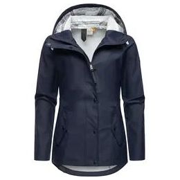 Regenjacke Ragwear "YM-Marge" Gr. XS (34), blau (hellmarine) Damen Jacken stylische Übergangsjacke mit großer Kapuze