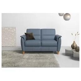 2-Sitzer Home Affaire "Palmera" Sofas Gr. B/H/T: 149cm x 89cm x 89cm, NaturLEDER, blau (grau, blau) Federkern-Polsterung, Steckvorrichtung für 2 Kopfstützen (optional)