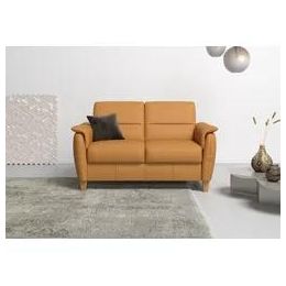 2-Sitzer Home Affaire "Palmera" Sofas Gr. B/H/T: 149cm x 89cm x 89cm, NaturLEDER, gelb (curry) Federkern-Polsterung, Steckvorrichtung für 2 Kopfstützen (optional)