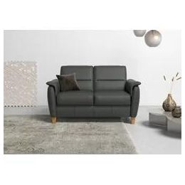 2-Sitzer Home Affaire Sofas Gr. B/H/T: 149cm x 89cm x 89cm, NaturLEDER, grau (anthrazit) Federkern-Polsterung, Steckvorrichtung für 2 Kopfstützen (optional)