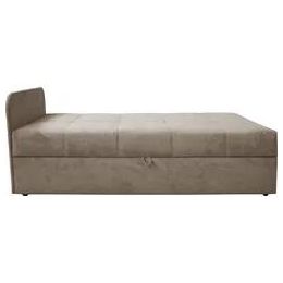 Schlafsofa Alina "Marla" Sofas Gr. B/H/T: 205cm x 73cm x 91cm, Struktur fein XBO, Armlehne links, braun (hellbraun xbo 2) inkl. Stauraum, Armlehne wahlweise links ode rechts