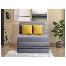 Schlafsofa Inosign "Fantastico Plus 92cm (Liegefläche 92/190cm)" Sofas Gr. B/H/T: 92cm x 95cm x 97cm, Struktur fein, Soro 93 grau, grau mit Bettkasten, Inklusive 1 Rücken- und 2 Zierkissen