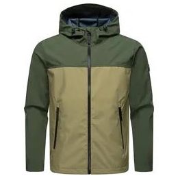 Softshelljacke Ragwear "Shellwie Block" Gr. XXL (56), grün (olivgrün) Herren Jacken wasserdichte Übergangsjacke mit großer Kapuze