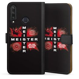 DeinDesign Handyhülle Bayer 04 Leverkusen Meister Offizielles Lizenzprodukt, Huawei Y6p Hülle Handy Flip Case Wallet Cover Handytasche Leder, schwarz