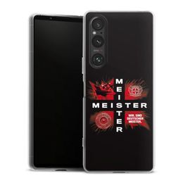 DeinDesign Handyhülle Bayer 04 Leverkusen Meister Offizielles Lizenzprodukt, Sony Xperia 1 V Silikon Hülle Bumper Case Handy Schutzhülle, weiß