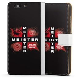 DeinDesign Handyhülle Bayer 04 Leverkusen Meister Offizielles Lizenzprodukt, Huawei P10 Hülle Handy Flip Case Wallet Cover Handytasche Leder, weiß