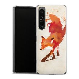 DeinDesign Handyhülle Fuchs Graphic Vulpes Vulpes, Sony Xperia 1 IV Silikon Hülle Bumper Case Handy Schutzhülle, weiß