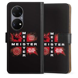 DeinDesign Handyhülle Bayer 04 Leverkusen Meister Offizielles Lizenzprodukt, Huawei P50 Pro Hülle Handy Flip Case Wallet Cover Handytasche Leder