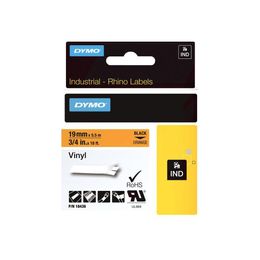 Dymo Beschriftungsband Rhino Band Vinyl schwarz auf orange 19 mm x 5,5 m