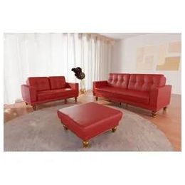 Sit & More 3-Sitzer SIT & MORE "Orient 5 V" Sofas Gr. B/H/T: 215cm x 90cm x 97cm, Kunstleder, mit Bettfunktion-mit Bettkasten, rot (loud red) mit Strass-Stein, wahlweise Bettfunktion und Bettkasten