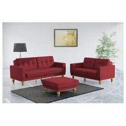 Sit & More 3-Sitzer SIT & MORE "Orient 5 V" Sofas Gr. B/H/T: 215cm x 90cm x 97cm, Samtoptik, ohne Bettfunktion-ohne Bettkasten, rot mit Strass-Stein, wahlweise Bettfunktion und Bettkasten