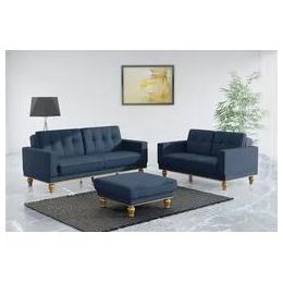 Sit & More 3-Sitzer SIT & MORE "Orient 5 V" Sofas Gr. B/H/T: 215cm x 90cm x 97cm, Samtoptik, ohne Bettfunktion-ohne Bettkasten, blau mit Strass-Stein, wahlweise Bettfunktion und Bettkasten