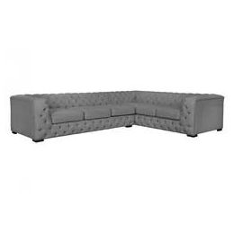 Guido Maria Kretschmer Home & Living Chesterfield-Sofa GUIDO MARIA KRETSCHMER HOME & LIVING "KALINA L-Form" Sofas Gr. B/H/T: 307cm x 67cm x 227cm, Struktur, Ottomane links, grau (anthrazit) hochwertig Chesterfield-Ausführung