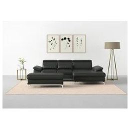 Sit & More Ecksofa SIT&MORE "Cabrio L-Form" Sofas Gr. B/H/T: 295 cm x 87 cm x 180 cm, NaturLEDER, Recamiere rechts, mit Bettfunktion-mit Bettkasten-mit Sitztiefenverstellung-mit Kopfteilverstellung-mit Armteilfunktion-mit 2 Nierenkissen-Bett im Stoff bezogen, grau (anthrazit) mit Sitztiefen- und Armteilverstellung sowie Federkern, 2 Nierenkissen