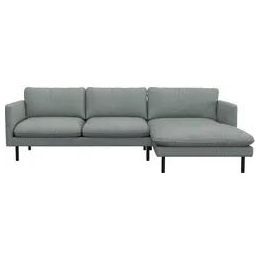 Ecksofa FLEXLUX "Bolzano" Sofas Gr. B/H/T: 261cm x 61cm x 165cm, Bouclé, Chaiselongue rechts, blau (sky blau) Sitzaufbau mit Kaltschaum & Stahl-Wellen, loose Sitz -& Rückenkissen