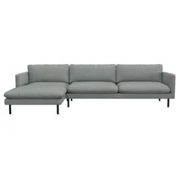 Ecksofa FLEXLUX "Bolzano" Sofas Gr. B/H/T: 294cm x 61cm x 165cm, Bouclé, Chaiselongue links, blau (sky blau) Sitzaufbau mit Kaltschaum & Stahl-Wellen, loose Sitz -& Rückenkissen