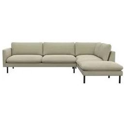 Ecksofa FLEXLUX "Bolzano" Sofas Gr. B/H/T: 295cm x 61cm x 222cm, Chenille, lange Ottomane rechts, beige (sandy beige) Sitzaufbau mit Kaltschaum & Stahl-Wellen, loose Sitz -& Rückenkissen