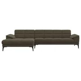 Ecksofa FLEXLUX "Viale L-Form, mit attraktiver Rückensteppung" Sofas Gr. B/H/T: 297cm x 160,5cm x 74cm, Lederoptik, Chaiselongue links, braun (camel braun) Sitzaufbau mit hochwertigem Kaltschaum für mehr Sitzkomfort