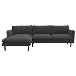 Ecksofa FLEXLUX "Bolzano" Sofas Gr. B/H/T: 261cm x 61cm x 165cm, Lederoptik, Chaiselongue links, grau (shark grey) Sitzaufbau mit Kaltschaum & Stahl-Wellen, loose Sitz -& Rückenkissen