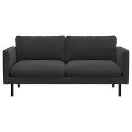 3-Sitzer FLEXLUX "Bolzano" Sofas Gr. B/H/T: 174cm x 61cm x 90cm, Lederoptik, schwarz (gorilla black) Sitzaufbau mit Kaltschaum & Stahl-Wellen, loose Sitz -& Rückenkissen