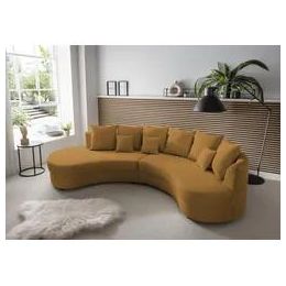 Ecksofa Inosign "Limoncello L-Form" Sofas Gr. B/H/T: 287cm x 76cm x 160cm, Cord, Ottomane links, Ottomane links, goldfarben (gold) ergonomische Form