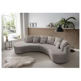 Ecksofa Inosign "Limoncello L-Form" Sofas Gr. B/H/T: 287cm x 76cm x 160cm, Cord, Ottomane links, Ottomane links, grau (grau, braun) ergonomische Form