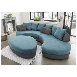 Ecksofa Inosign "Limoncello L-Form" Sofas Gr. B/H/T: 287cm x 76cm x 160cm, Cord, Ottomane rechts, Ottomane rechts, grau (grau/petrol) ergonomische Form