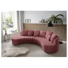 Ecksofa Inosign "Limoncello L-Form" Sofas Gr. B/H/T: 287cm x 76cm x 160cm, Cord, Ottomane links, Ottomane links, rot (koralle, rot) ergonomische Form