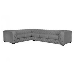 Guido Maria Kretschmer Home & Living Chesterfield-Sofa GUIDO MARIA KRETSCHMER HOME & LIVING "KALINA L-Form" Sofas Gr. B/H/T: 307cm x 67cm x 227cm, Struktur, Ottomane rechts, grau (anthrazit) hochwertig Chesterfield-Ausführung