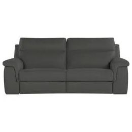 3-Sitzer NICOLETTI HOME "Alan" Sofas Gr. B/H/T: 210cm x 99cm x 94cm, NaturLEDER TORELLO, ohne Relaxfunktion, grau (dunkelgrau) Breite 210 cm, wahlweise mit Relaxfunktion