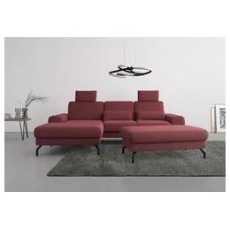 Sit & More Ecksofa SIT&MORE "Cinturo L-Form" Sofas Gr. B/H/T: 283 cm x 91 cm x 175 cm, Soft clean, mega-Recamiere links, inklusive Sitztiefenverstellung-inklusive Federkern, rot (bordeaux) inklusive Sitztiefenverstellung und Federkern, Sitzhöhe 48 cm