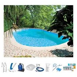 Ovalpool Clear Pool "TAHITI" Schwimmbecken Gr. B/H/L: Breite 360 cm x Höhe 120 cm x Länge 623 cm, 20500 l, weiß 623x360x120 cm