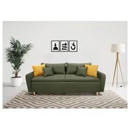 Schlafsofa Inosign "Anika" Sofas Gr. B/H/T: 235cm x 97cm x 95cm, Struktur, grün mit Boxspringaufbau, Bettfunktion & Bettkasten, Dauerschlafsofa