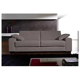 Schlafsofa Bali "Norwalk" Sofas Gr. 140cm x 200cm, Flachgewebe, Basic: Gitterrostunterfederung-Kaltschaummatratze, grau (grau/beige) Dauerschlaffunktion, mit Unterfederung Lattenrost und Matratze