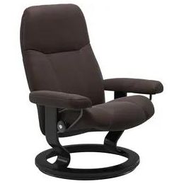 Relaxsessel stressless "Consul" Sessel Gr. Leder PALOMA, Classic Base Schwarz, PlusTMSystem-Gleitsystem-Relaxfunktion-Drehfunktion-Kopfstützenverstellung-Rückteilverstellung, B/H/T: 72cm x 94cm x 70cm, braun (chocolate paloma) mit Classic Base, Größe S, Gestell Schwarz