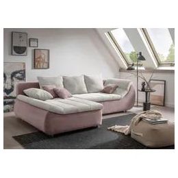 Ecksofa Inosign "Imola L-Form" Sofas Gr. B/H/T: 270cm x 90cm x 170cm, Cord, Recamiere links, mit Bettfunktion, rosa (rosa/silber) wahlweise mit Bettfunktion