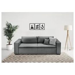 Schlafsofa Inosign "Manhattan" Sofas Gr. B/H/T: 247cm x 90cm x 95cm, Samt, schwarz mit Boxspringaufbau, Bettfunktion & Bettkasten, Dauerschlafsofa