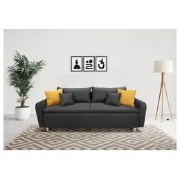 Schlafsofa Inosign "Anika" Sofas Gr. B/H/T: 235cm x 97cm x 95cm, Struktur, grau (anthrazit) mit Boxspringaufbau, Bettfunktion & Bettkasten, Dauerschlafsofa